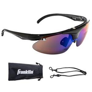 franklin sports mlb - flip up baseball + softball sunglasses for kids + adults - lightweight sport sunglasses for uv protection, black, 60mm