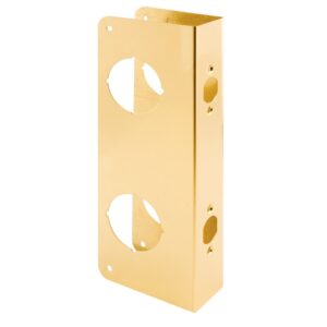 prime-line u 9537 brass lock and door reinforcement plate for 1-3/8 in. thick doors, brass finish (single pack)