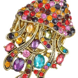 Alilang Rainbow Colorful Crystal Rhinestone Jellyfish Poison Tentacles Bejeweled Rings