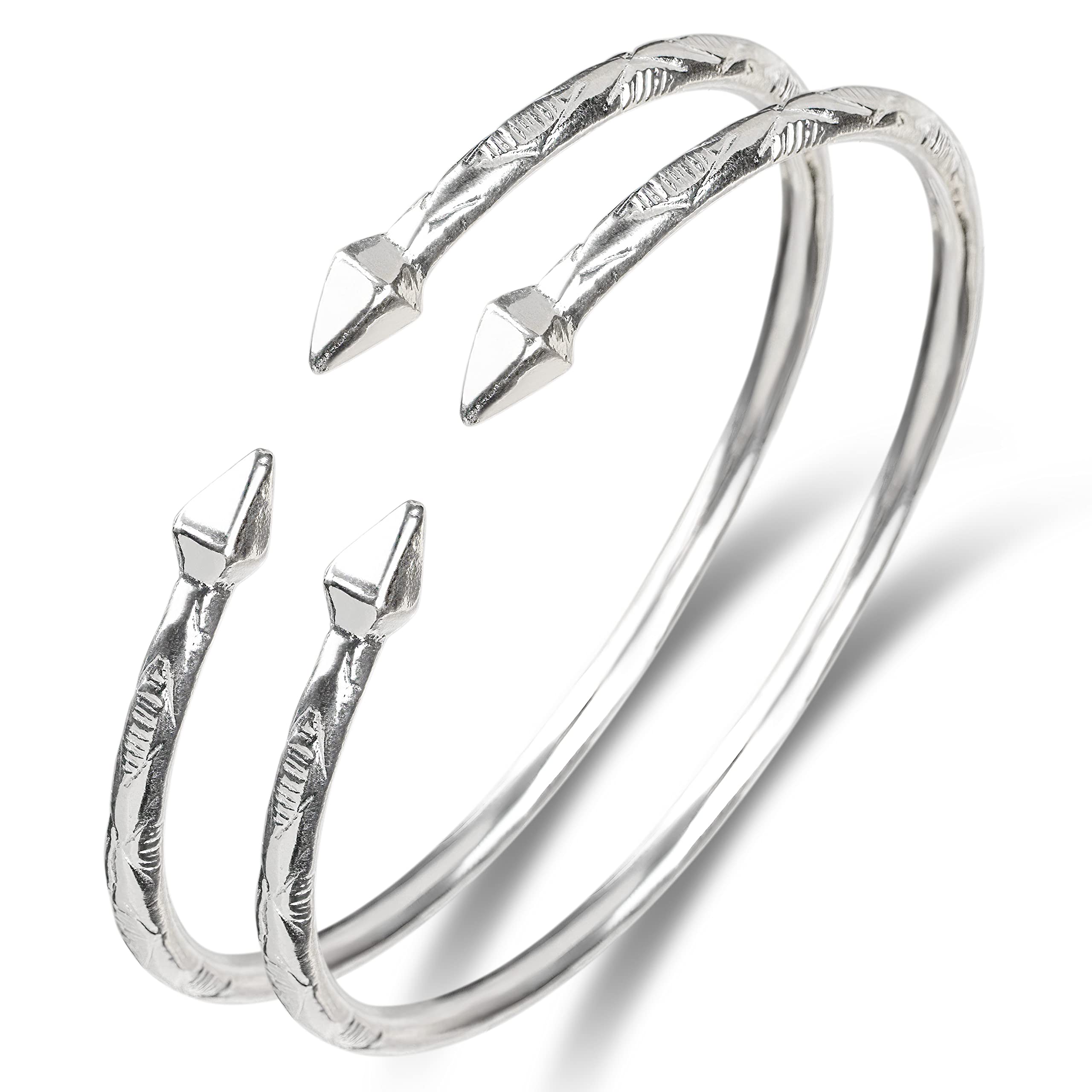 Better Jewelry Pyramid .925 Sterling Silver West Indian Bangles, Made in the Usa, 1 pair (7.5)