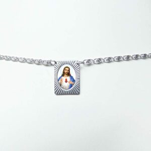 Scapulars Catholic I Sacred Heart of Jesus & Our Lady of Mount Carmel Medals I Stainless Steel Scapular Necklace for Women & Men - 14 Inch I Catholic Religious Necklace - Colored Icons