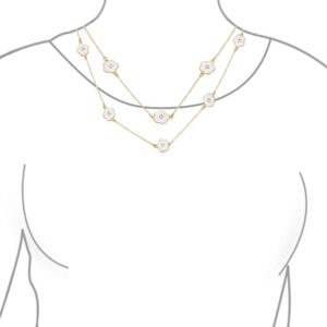 Bling Jewelry Fashion Cream Off White Enamel Flower Long Wrap Layer Gold Plated Crystal Accent Station Chain Wrap Layer Clover Necklace For Women 36 Inch