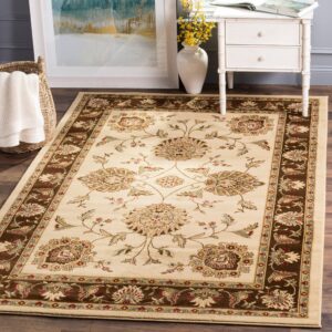 safavieh lyndhurst collection accent rug - 3'3" x 5'3", ivory & brown, oriental design, non-shedding & easy care, ideal for high traffic areas in entryway, living room, bedroom (lnh555-1225)