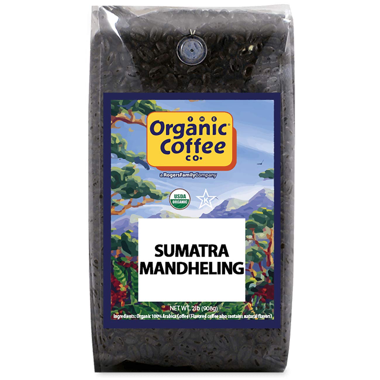 The Organic Coffee Co. Whole Bean Coffee - Sumatra Mandheling (2lb Bag), Medium Roast, USDA Organic