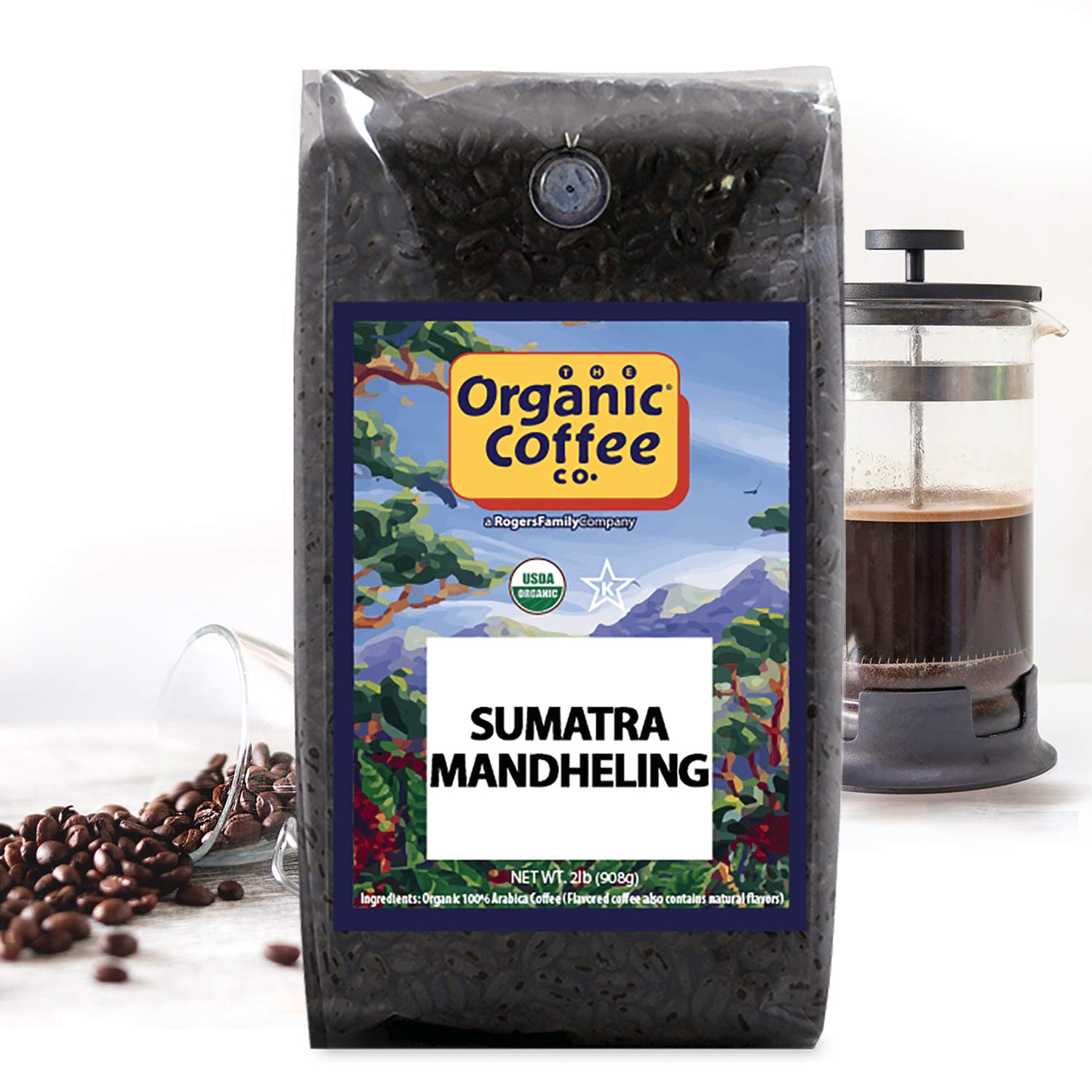 The Organic Coffee Co. Whole Bean Coffee - Sumatra Mandheling (2lb Bag), Medium Roast, USDA Organic