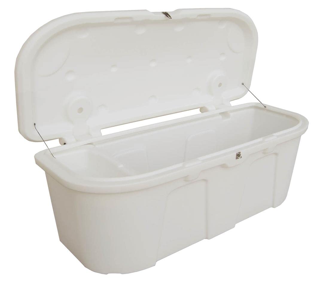 TAYLOR MADE 123650 Stow N' Go Poly Dock and Patio Storage Box - 43" L x 21" W x 36" H, Classic White