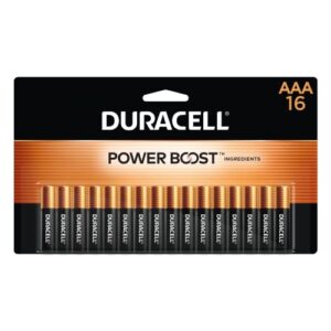 duracell coppertop aaa batteries with power boost ingredients, 16 count pack triple a battery with long-lasting power, alkaline aaa battery for household and office devices