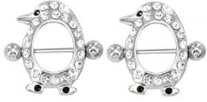 body accentz nipple ring bars 14g 5/8'' 25mm high penguin shield holiday jewelry piercing 14mm inner gap sold as pair