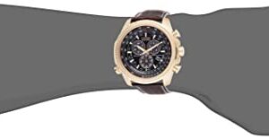 Citizen Men's Eco-Drive Weekender Brycen Chronograph Watch in Gold-tone Stainless Steel, Brown Leather strap (Model: BL5403-03X)