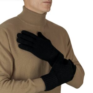 Oxfords Cashmere Pure Cashmere Men’s Gloves, Black-One Size