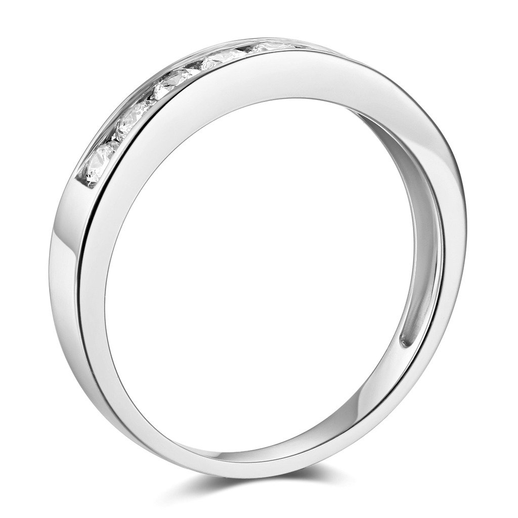 The World Jewelry Center .925 Sterling Silver Rhodium Plated Channel Set Wedding Band - Size 8