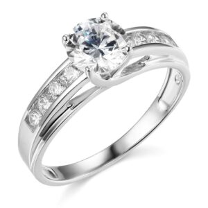 the world jewelry center .925 sterling silver rhodium plated wedding engagement ring - size 7