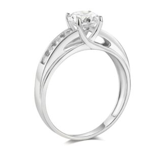 The World Jewelry Center .925 Sterling Silver Rhodium Plated Wedding Engagement Ring - size 7