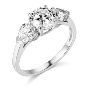 the world jewelry center .925 sterling silver rhodium plated wedding engagement ring - size 7