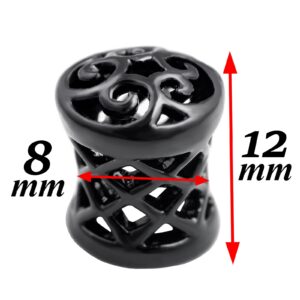 Bodyjewellery Black Alloy Double Flared Ear Plugs Flesh Tunnels Earlets ADFU, 0G 0 gauge 8mm, Pair