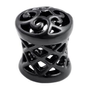 Bodyjewellery Black Alloy Double Flared Ear Plugs Flesh Tunnels Earlets ADFU, 0G 0 gauge 8mm, Pair