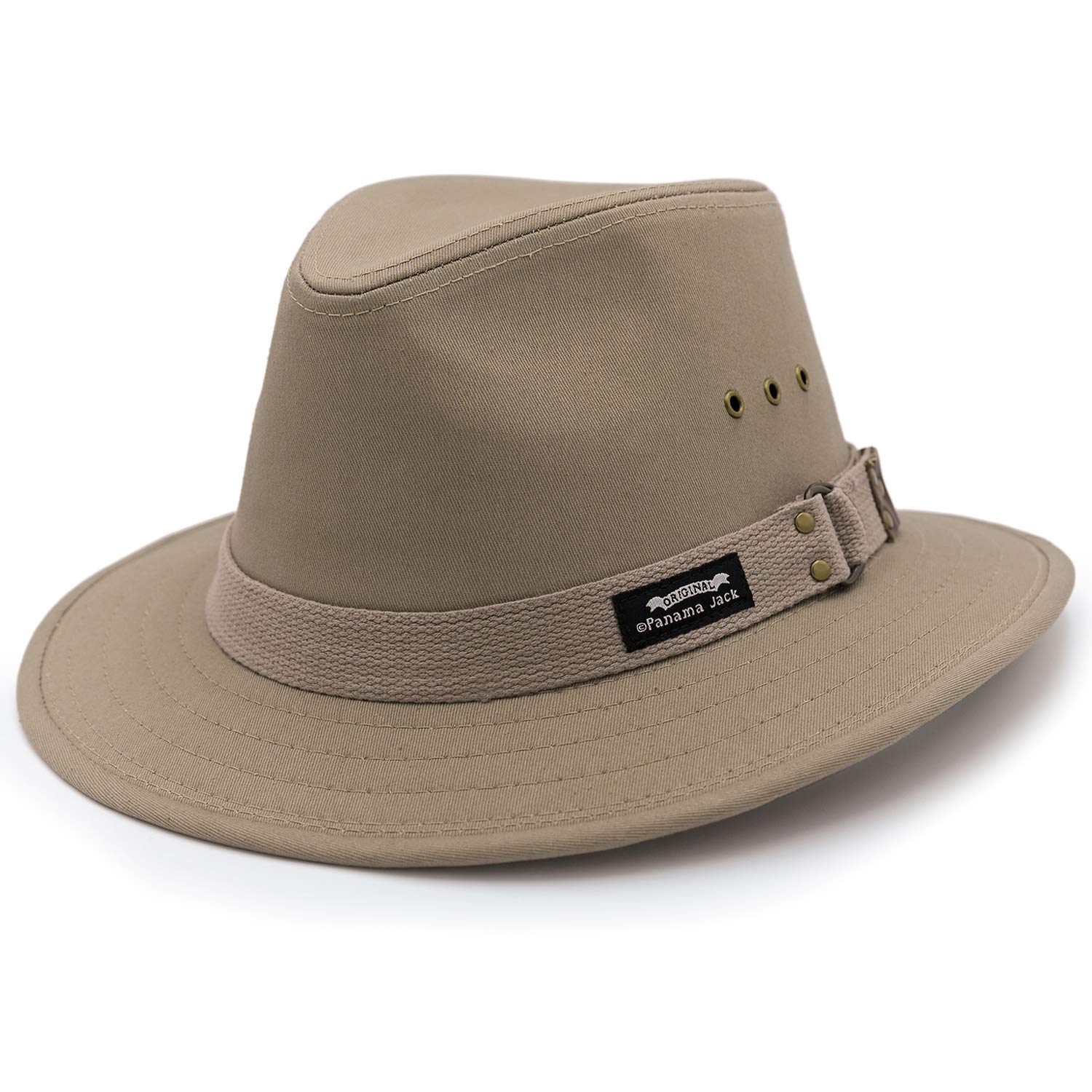 Panama Jack Men's Original Canvas Safari Sun Hat, 2 1/2" Brim, UPF (SPF) 50+ Sun Protection (Khaki, Medium)