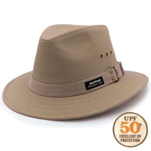 Panama Jack Men's Original Canvas Safari Sun Hat, 2 1/2" Brim, UPF (SPF) 50+ Sun Protection (Khaki, X-Large)