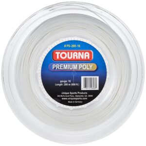 tourna premium poly 17g reel tennis string, pearl