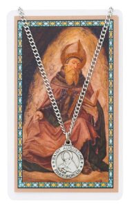 st augustine prayer card with medal saint catholic christian pendant charm patron