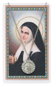 st bernadette prayer card with medal christian pendant charm patron saint catholic