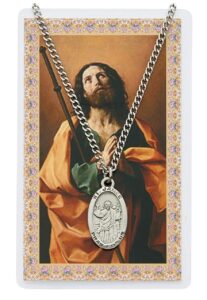 st james prayer card with medal pendant charm patron saint catholic christian