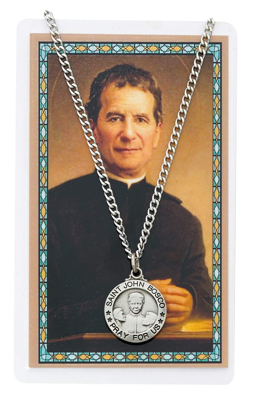 St John Bosco Prayer Card With Medal Patron Saint Catholic Christian Pendant Charm