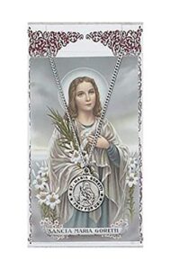 st maria goretti prayer card with medal christian pendant charm patron saint catholic