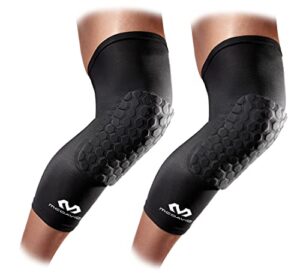 mcdavid hex knee compression sleeves, pull-on padded protection, moisture wicking (1 pair), black, adult- small