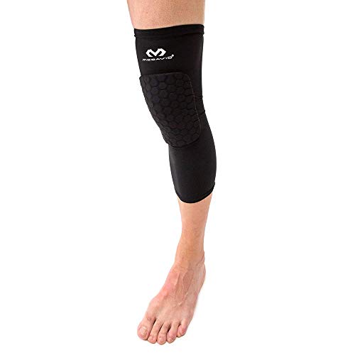 McDavid Hex Knee Compression Sleeves, Pull-On Padded Protection, Moisture Wicking (1 Pair), Black, ADULT- Small