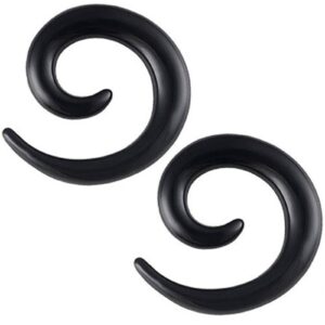 bodyjewellery 6g 6 gauge 4mm black acrylic ear plugs spirals abiy ear s stretching piercing 2pcs