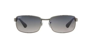 ray-ban rb3478 rectangular sunglasses, gunmetal frame/blue polarized lens, 60 mm