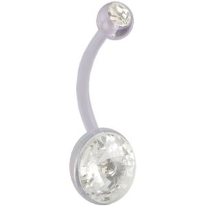 14gauge (1.6mm), 17.0mm long - clear crystal flexible bioflex belly navel button ring bar acge