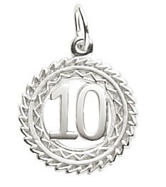 rembrandt charms number 10 charm, sterling silver