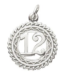 rembrandt charms number 12 charm, sterling silver