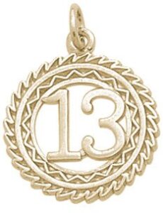 rembrandt charms number 13 charm, gold plated silver