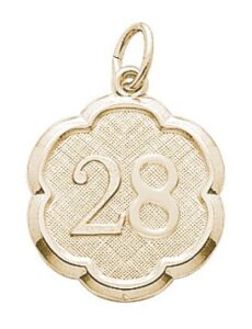 rembrandt charms number 28 charm, gold plated silver