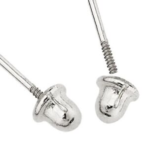 14k REAL White Gold 3mm Round Solitaire Basket Set Stud Earrings with Screw Back