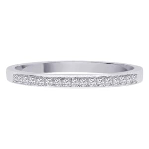 KATARINA Princess Cut Diamond Anniversary Wedding Band Stackable Ring in Sterling Silver (1/10 cttw, H-I, I2-I3) (Size-6.5)