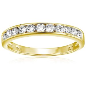 vir jewels 1/2 carat (ctw) diamond wedding anniversary band for women, half eternity round diamond engagement ring 14k yellow gold channel set 0.50 cttw, size 6