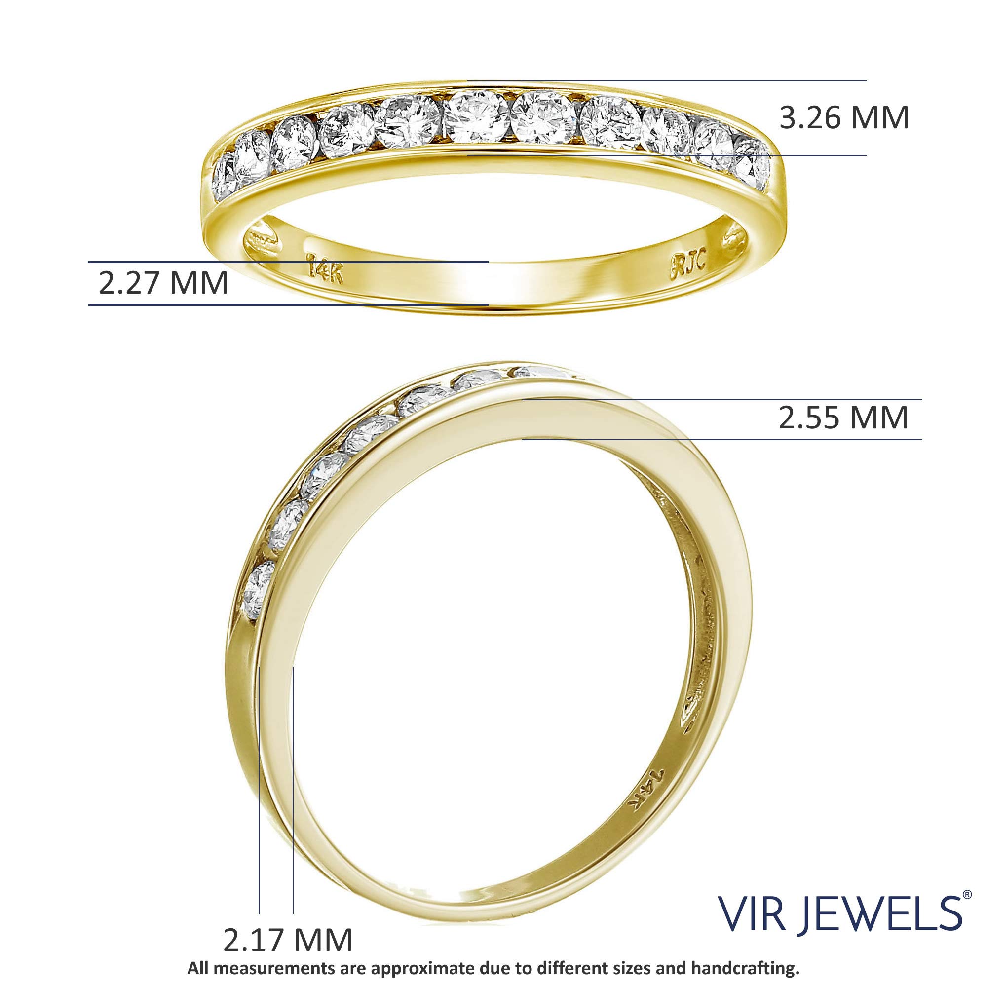 Vir Jewels 1/2 carat (ctw) Diamond Wedding Anniversary Band for Women, Half Eternity Round Diamond Engagement Ring 14K Yellow Gold Channel Set 0.50 cttw, Size 6