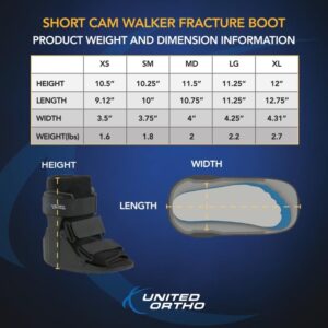 United Ortho USA14015 Short Cam Walker Fracture Boot, Medium, Black