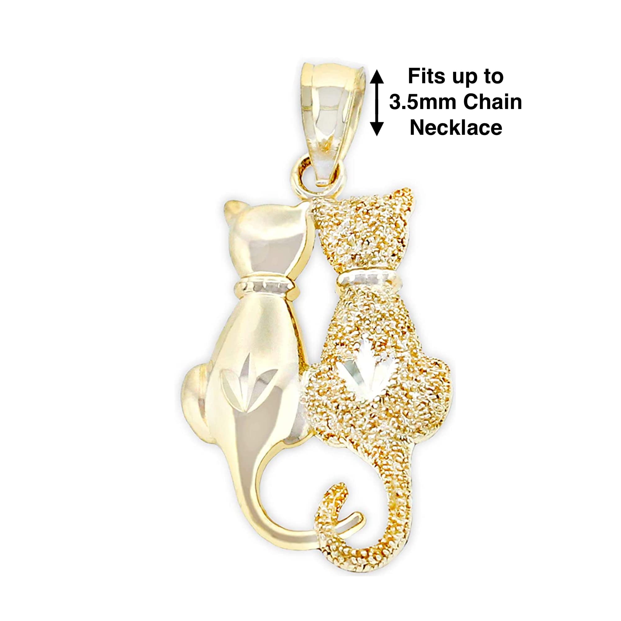 Gold Sitting Cats Charm - 10 Karat Solid Gold - Cat Jewelry (Style 1)