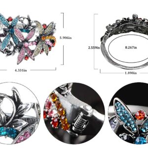 Alilang Womens Silvery Tone Shine Colorful Crystal Rhinestone Flying Dragonfly Firefly Insect Cuff Bangle Bracelet