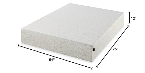 ZINUS 12 Inch Ultima Memory Foam Mattress, Full, Fiberglass Free, Pressure Relieving, CertiPUR-US Certified, Mattress in A Box, White