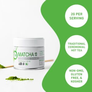 Aiya Authentic Japanese Premium First Harvest Ceremonial Grade Matcha Green Tea Powder - Vegan-Friendly, Zero Sugar, Gluten-Free - 30g Tin