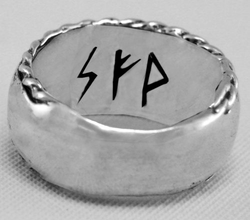 Sterling Silver Unisex Runescript Band Ring for Friendship Size 11