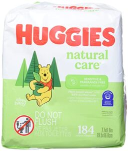 huggies natural care fragrance free baby wipes, 552 total wipes 184 count (pack of 3), packaging may vary