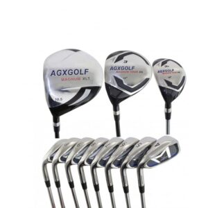 agxgolf mens left hand senior flex magnum xs-os1 complete golf set graphite woods+with same length steel irons+putter