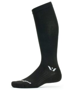 swiftwick- aspire twelve running socks, mens & womens | knee high compression fit socks | black, small